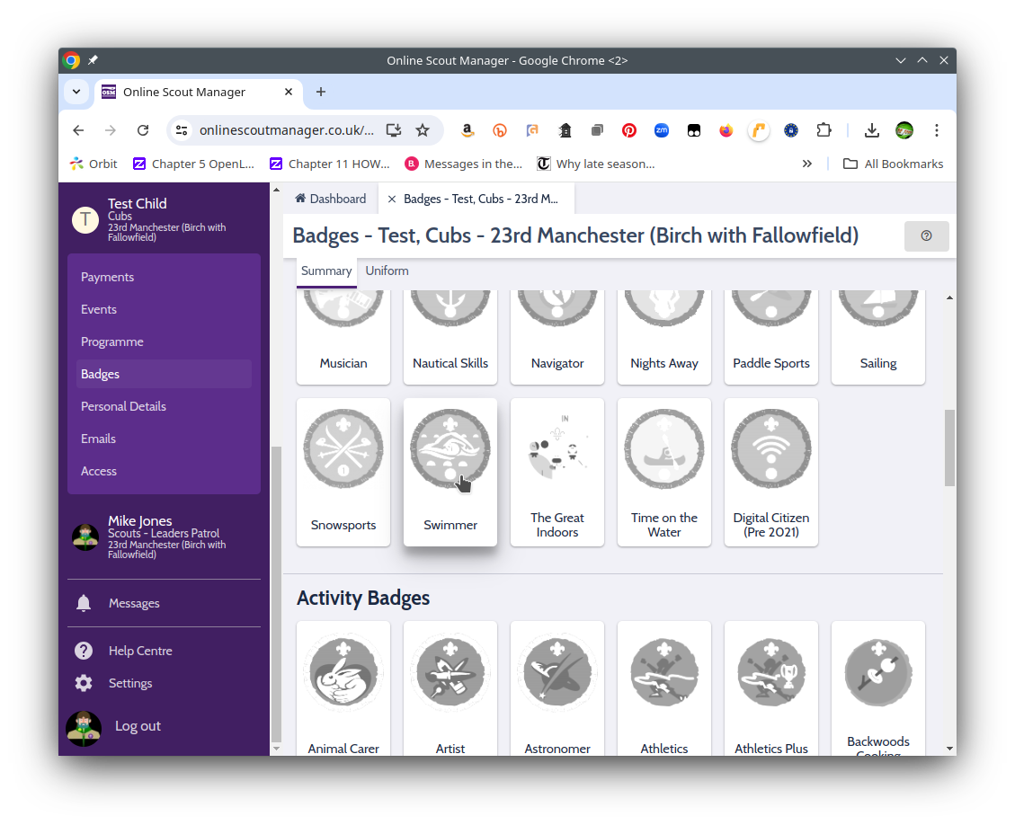Activity Badges and Challenge Awards - 23rd Manchester Scout Group
